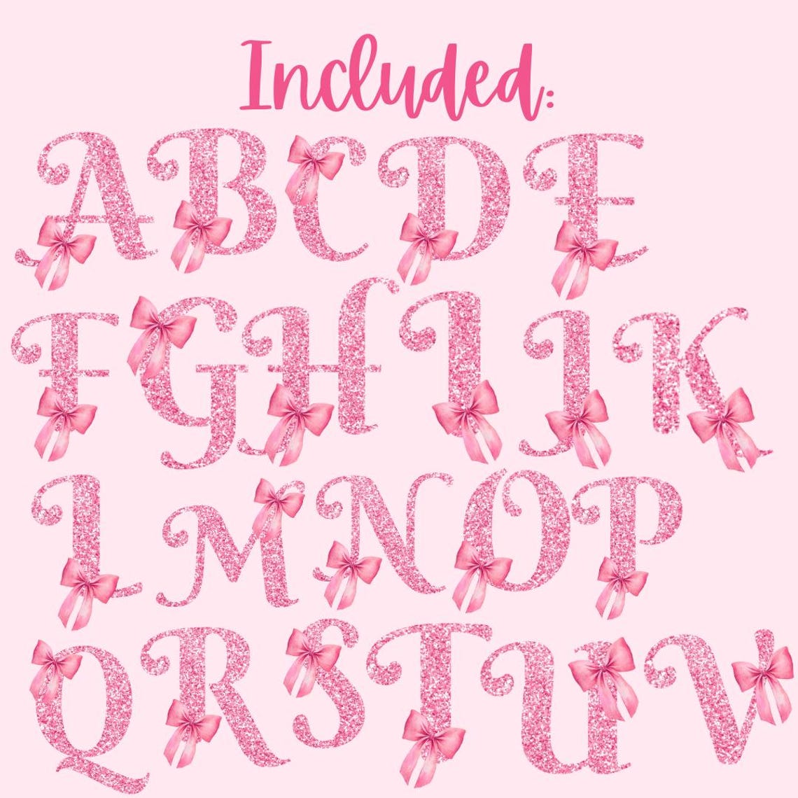 Pink Princess Alphabet Clipart Bundle | Cute Pink Letters & Numbers PNG ...