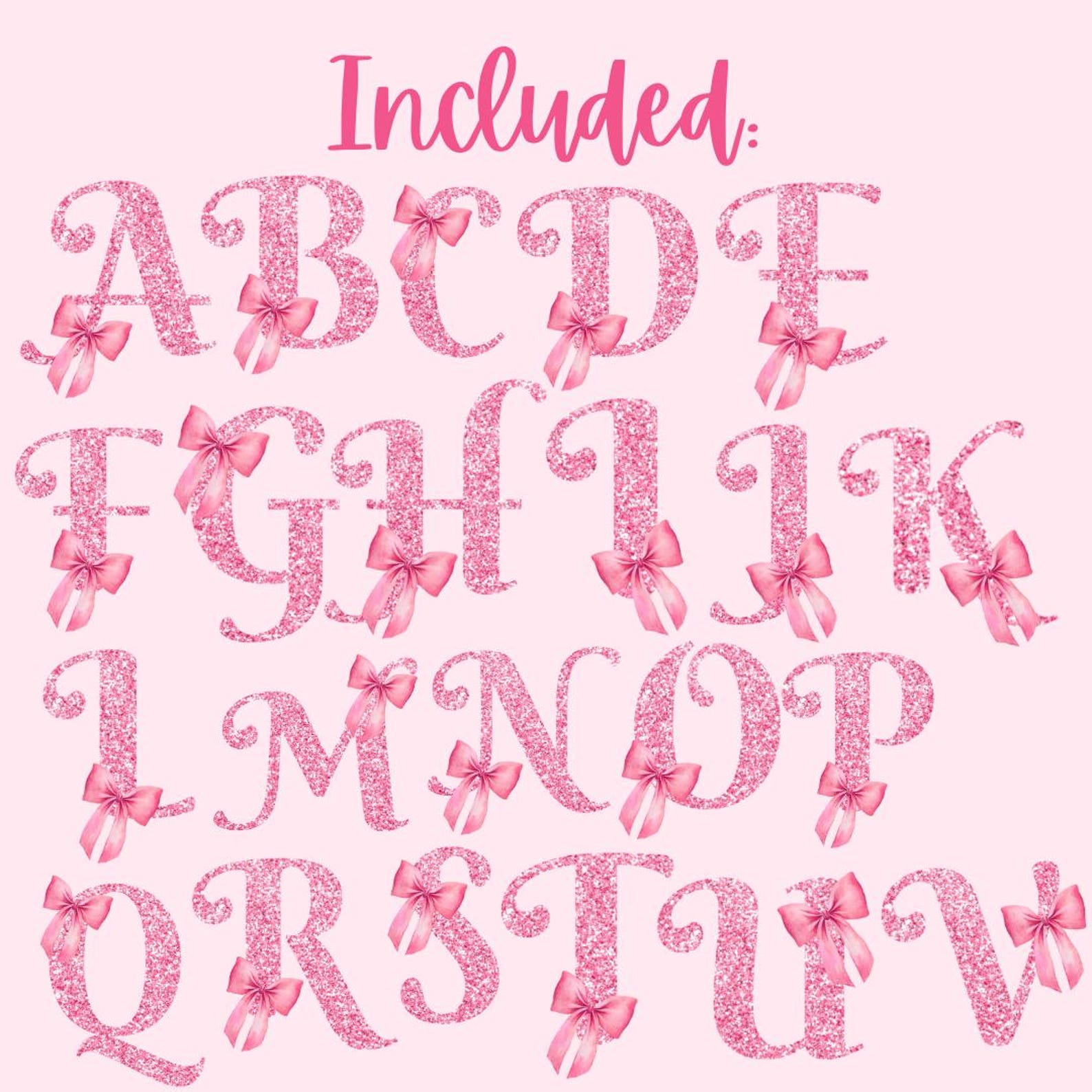 Pink Princess Alphabet Clipart Bundle | Cute Pink Letters & Numbers PNG ...