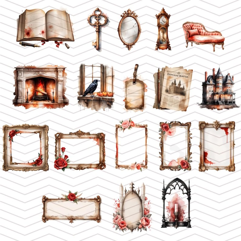 Victorian Murder Mystery Clipart Bundle | Dark Academia Aesthetic Pngs ...
