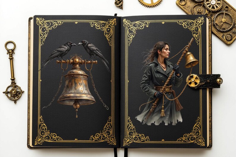 Midnight Bell Tower Clipart Bundle – Gothic Academy Clockwork Graphics ...