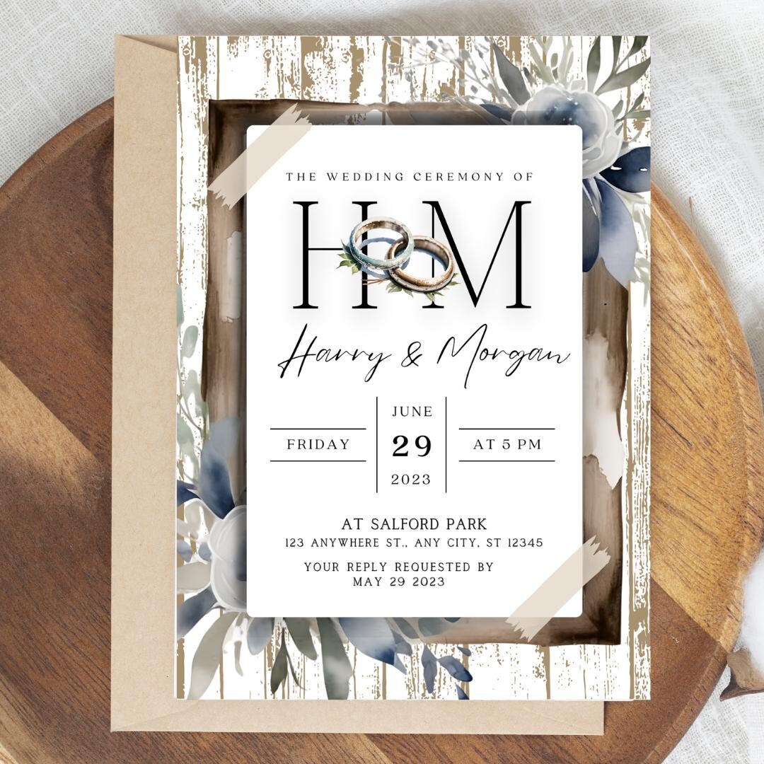 Editable Farmhouse Wedding Invitation Template, Printable Wedding ...