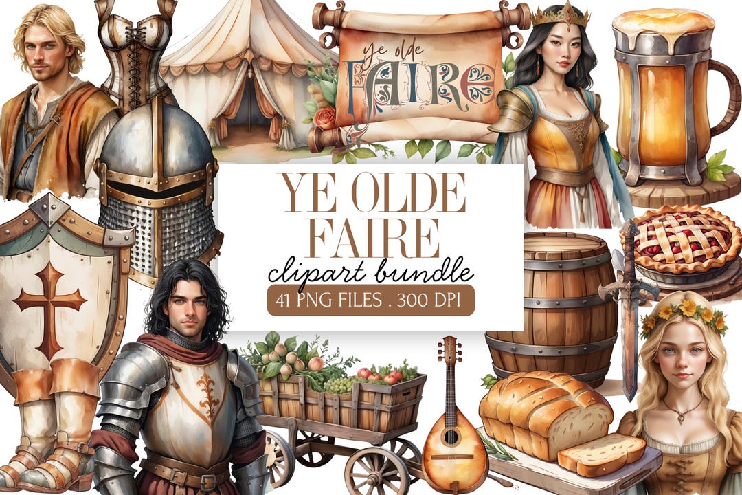 Renaissance Fair Clipart Bundle | Medieval Aesthetic Pngs | Fantasy ...