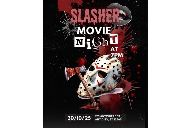 1980s Horror Movie Clipart Bundle | Retro Slasher Movie Pngs | Neon ...