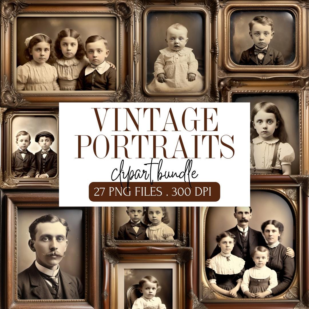 Vintage Portrait Clip Art Bundle | Antique 1900s Photos | Victorian ...
