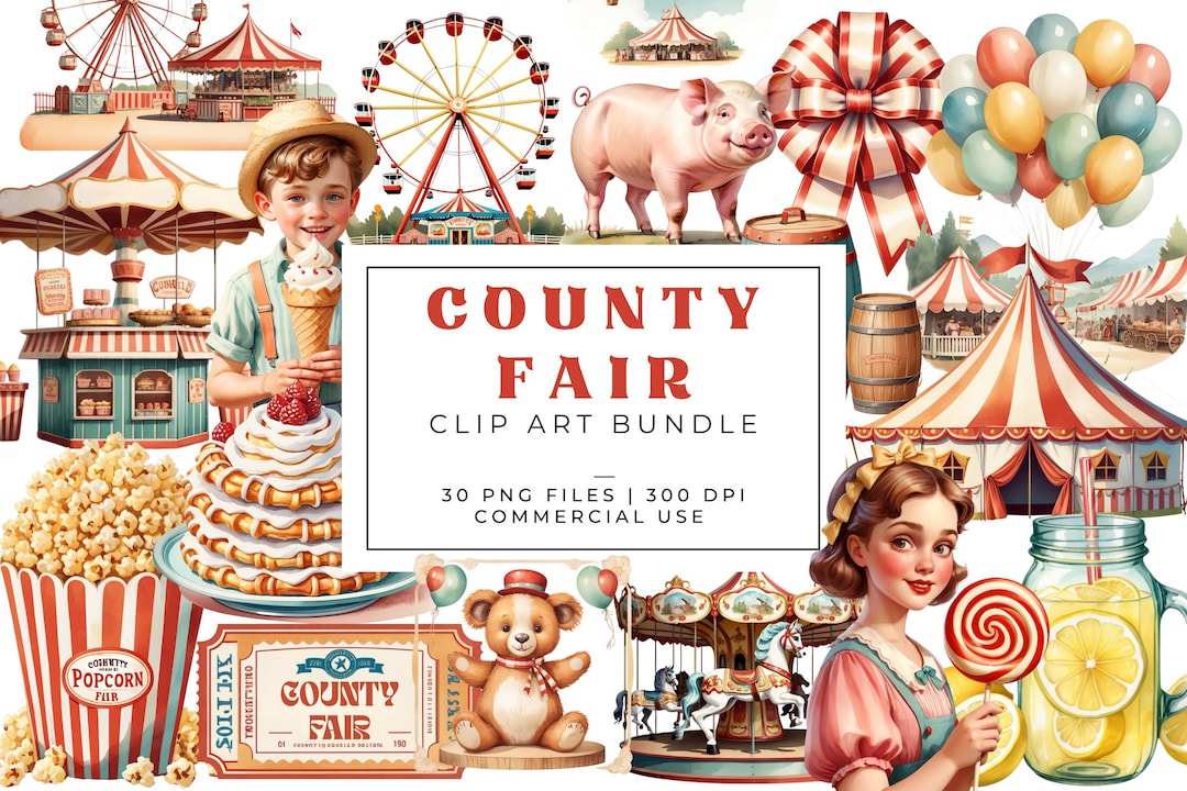 County Fair Clipart Bundle | Vintage Carnival & Farm Ephemera | Cotton ...