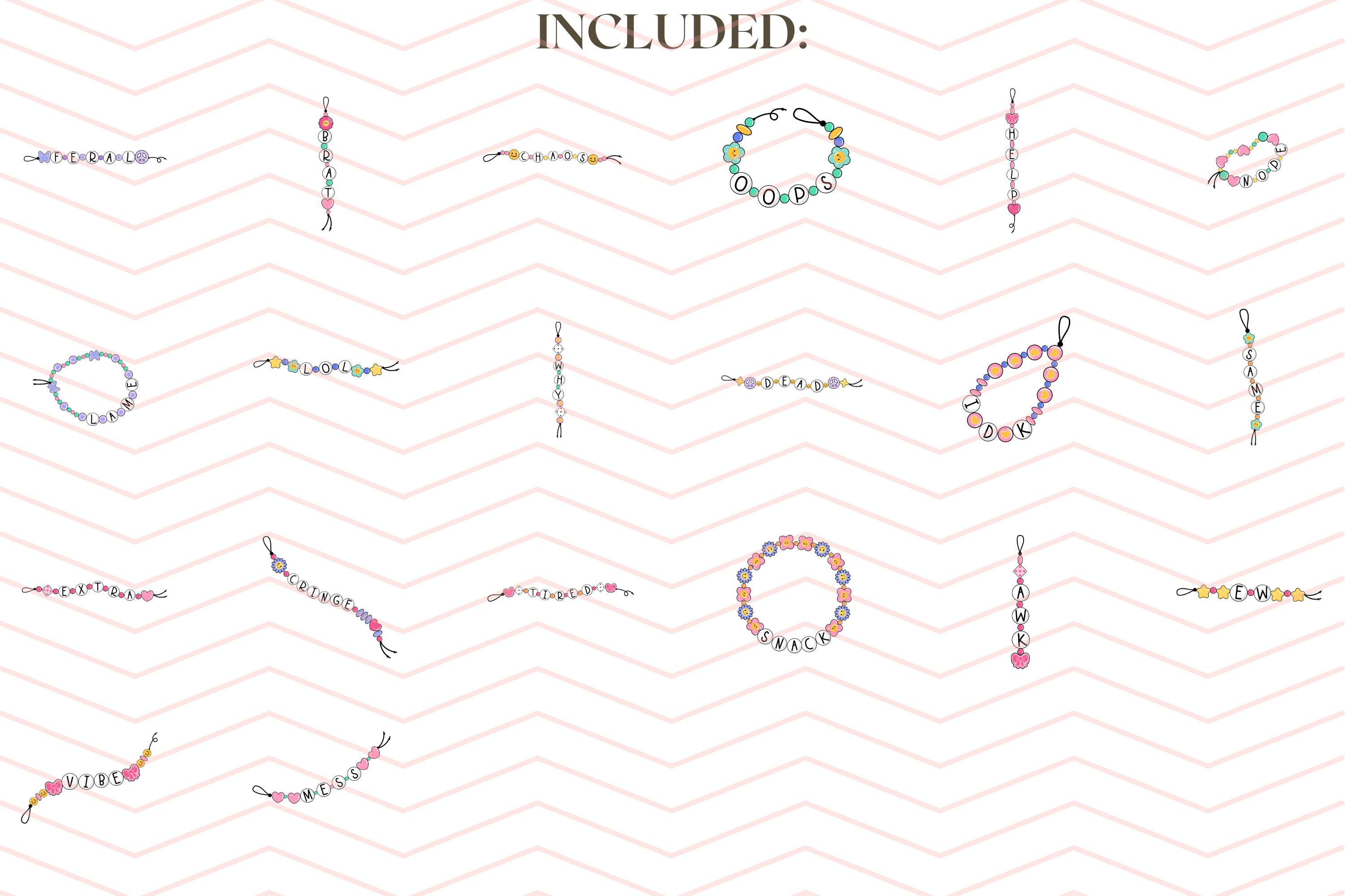 Emo Bead Club Clipart Bundle, Funny Friendship Bracelet Word Art, Short ...