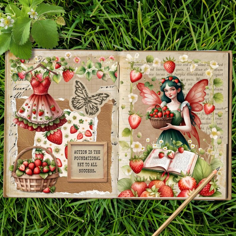 Strawberry Fairy Garden Clipart Bundle – Whimsical Fairycore Graphics ...