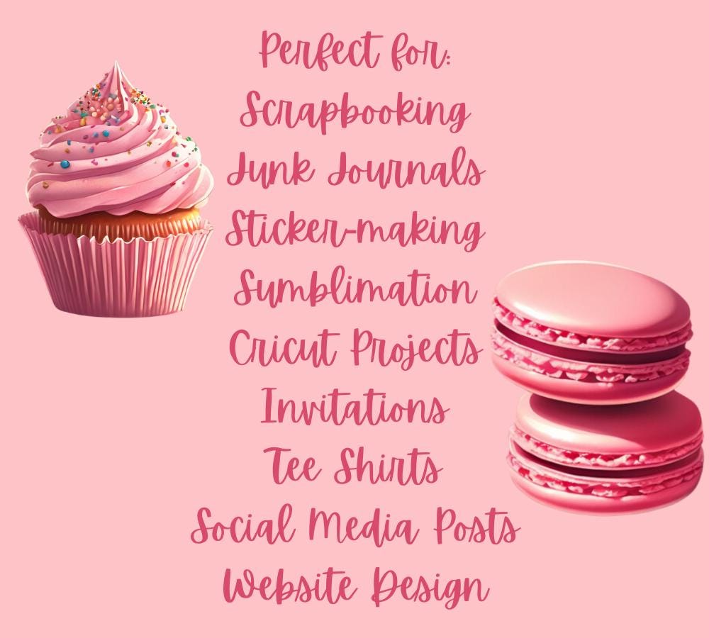 Pink Patisserie Clipart | Pastel Bakery Graphics | Cute Pastry PNG ...
