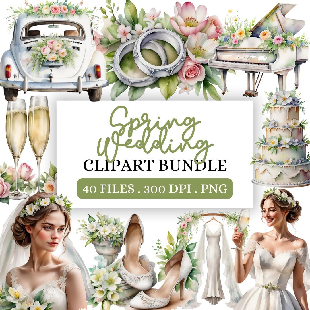 Spring Wedding Clipart Bundle, Floral Wedding Clip Art, Spring Wedding ...