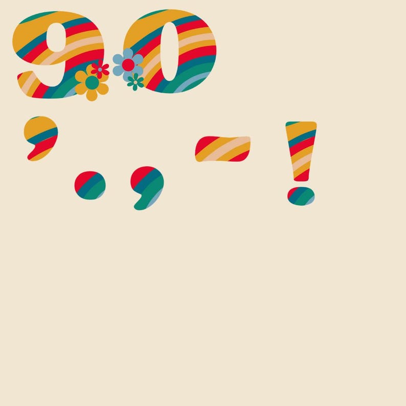 Retro 70s Letters Clipart Bundle, English Alphabet and Numbers Clipart ...