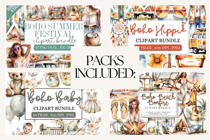 Ultimate Boho Clipart Bundle – 250+ Pngs, Succulents, Sunflowers ...