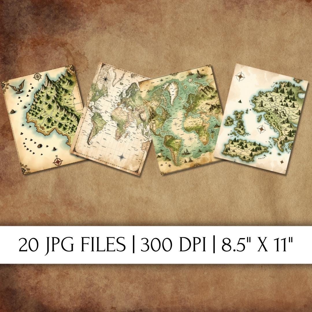 Fantasy Map Digital Paper Pack | Vintage RPG Cartography Backgrounds ...