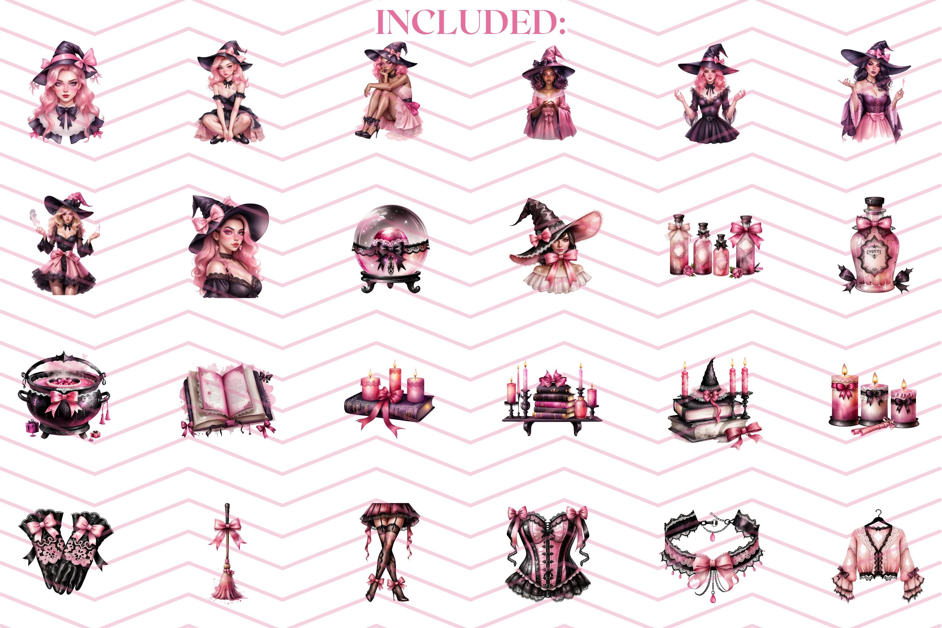 Bewitched Coquette Clipart Bundle, Feminine Witchy Aesthetic Pngs ...