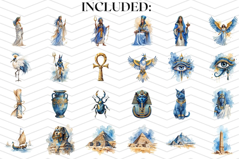Ancient Egypt Clipart Bundle | Egyptian Gods, Pyramids, Hieroglyphs ...