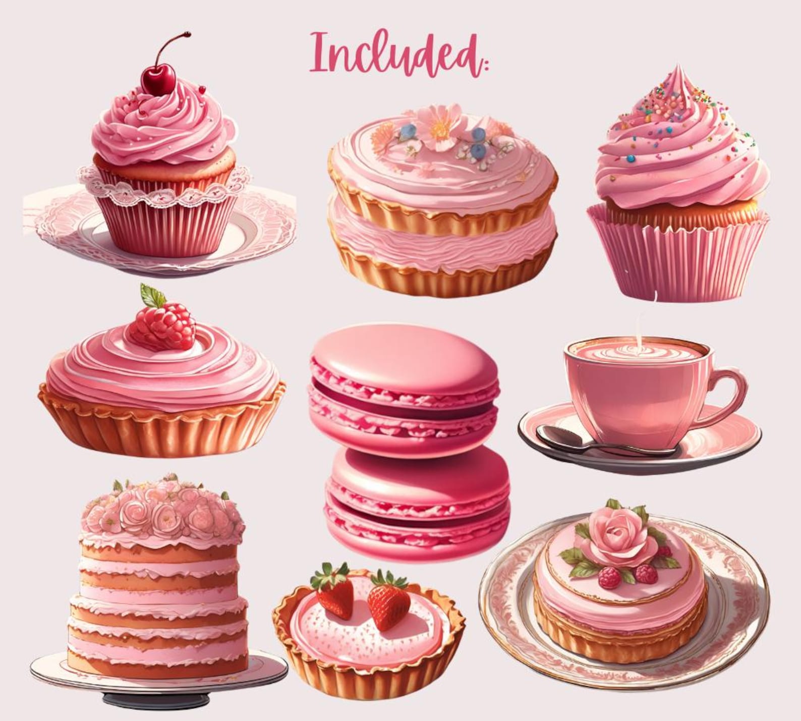 Pink Patisserie Clipart | Pastel Bakery Graphics | Cute Pastry PNG ...