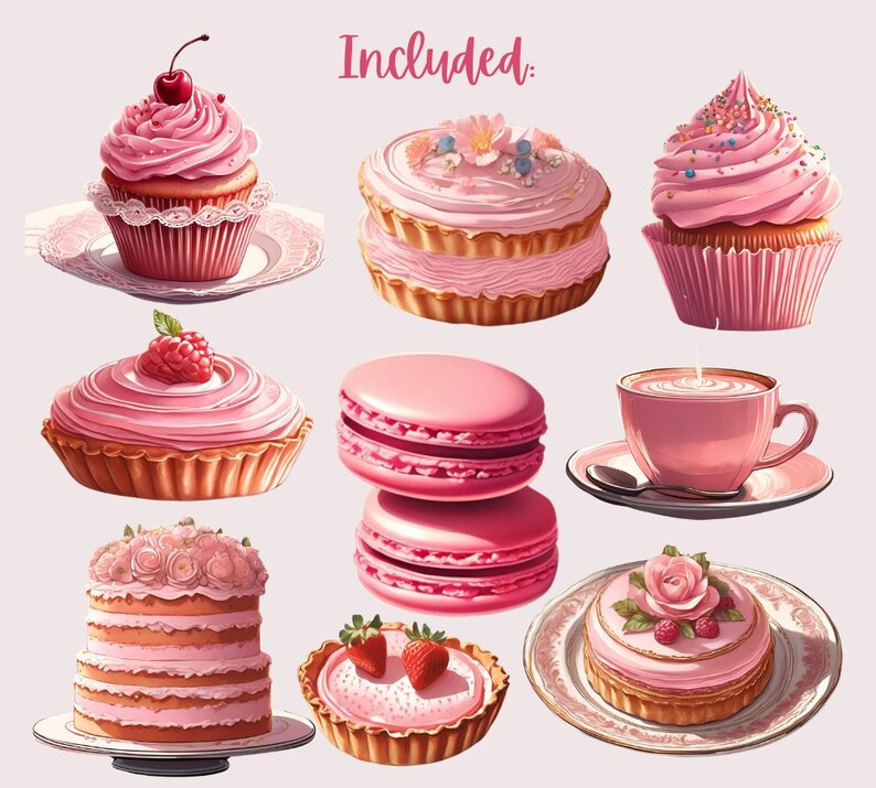 Pink Patisserie Clipart | Pastel Bakery Graphics | Cute Pastry PNG ...