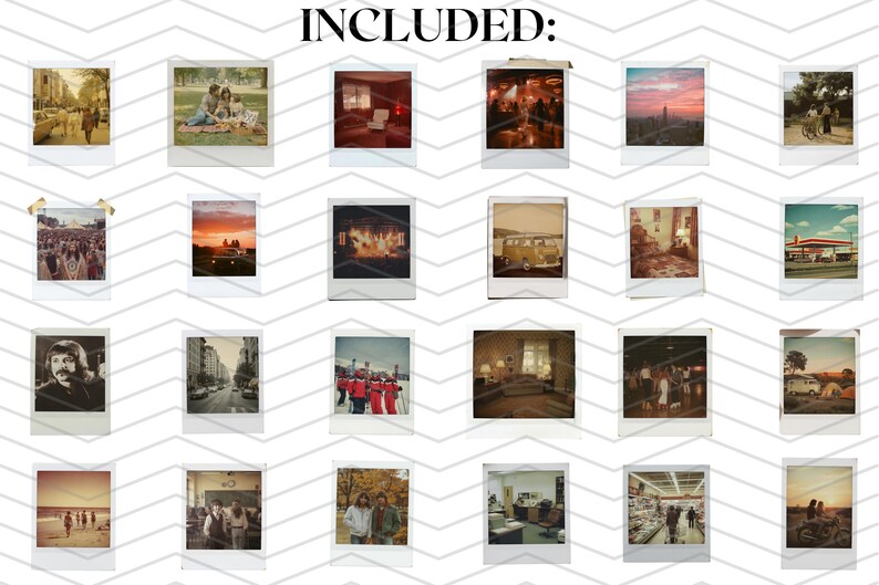 1970s Retro Instant Photo Clipart Bundle | Vintage Film Aesthetic Pngs ...