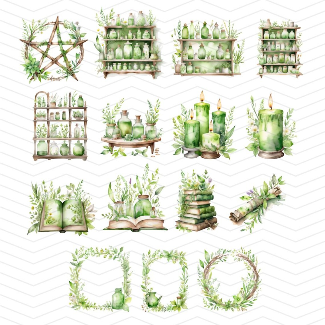 Spring Witch’s Apothecary Clipart | Botanical Witch PNG, Herbal Magic ...