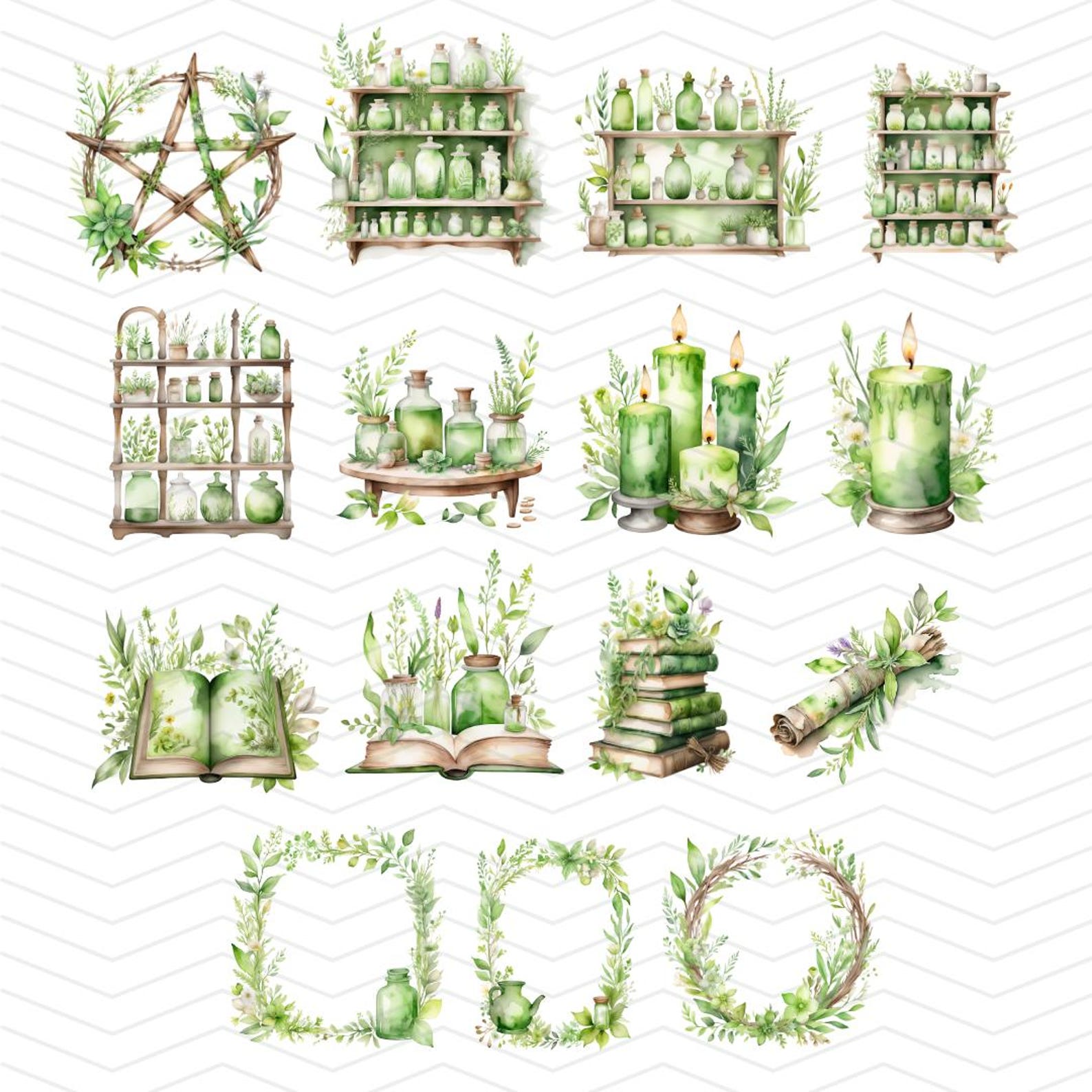 Spring Witch’s Apothecary Clipart | Botanical Witch PNG, Herbal Magic ...