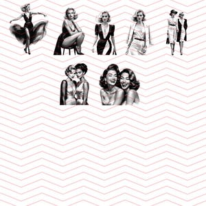 Vintage Starlet Clipart Bundle | Retro Hollywood Glam PNG | Black & White Starlet Graphics ...