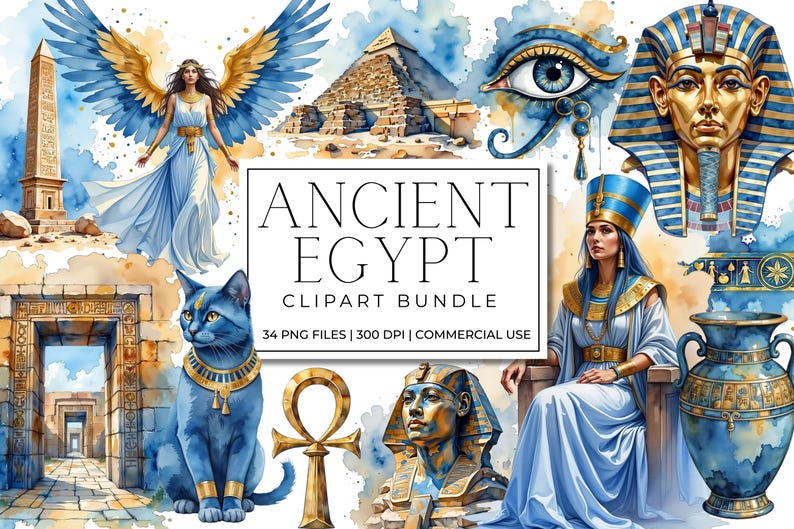 Ancient Egypt Clipart Bundle | Egyptian Gods, Pyramids, Hieroglyphs ...