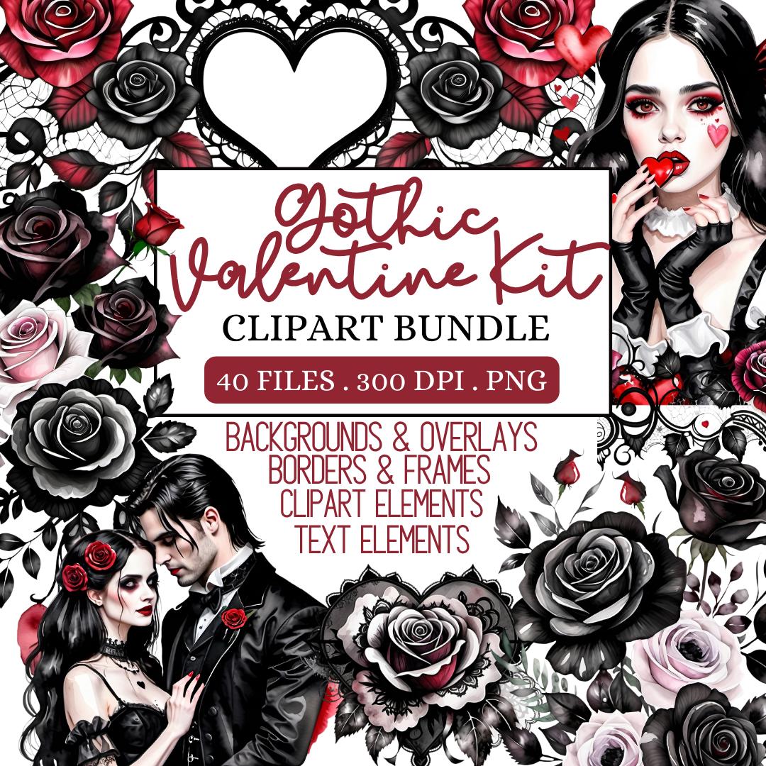 Gothic Valentine Kit, Black Rose Valentines, Dark Goth Make Your Own ...