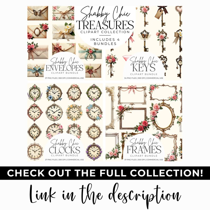 Shabby Chic Frames Clipart Bundle, Vintage Picture Frame PNG, Ornate ...