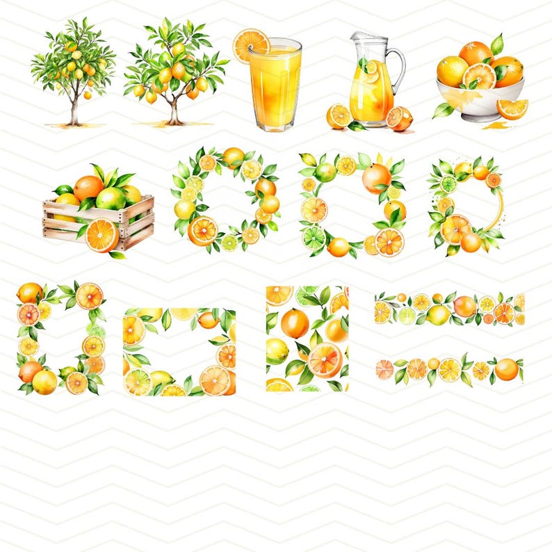 Summer Citrus Clipart Bundle, Lemons, Limes and Oranges Clip Art ...