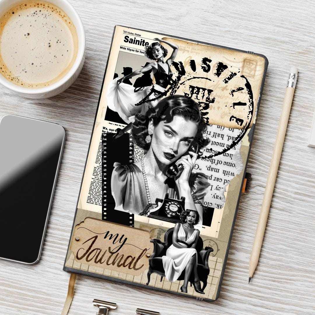 Vintage Starlet Clipart Bundle | Retro Hollywood Glam PNG | Black & White Starlet Graphics ...