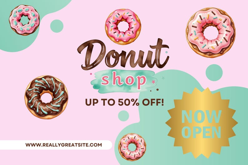 Vintage Donut Shop Clipart Bundle – Retro 1950s Bakery Aesthetic ...
