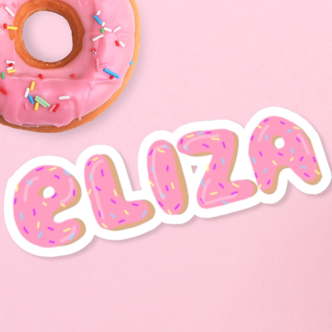 Customized Name Decal Sticker, Party Favor, Donut Name Sticker ...