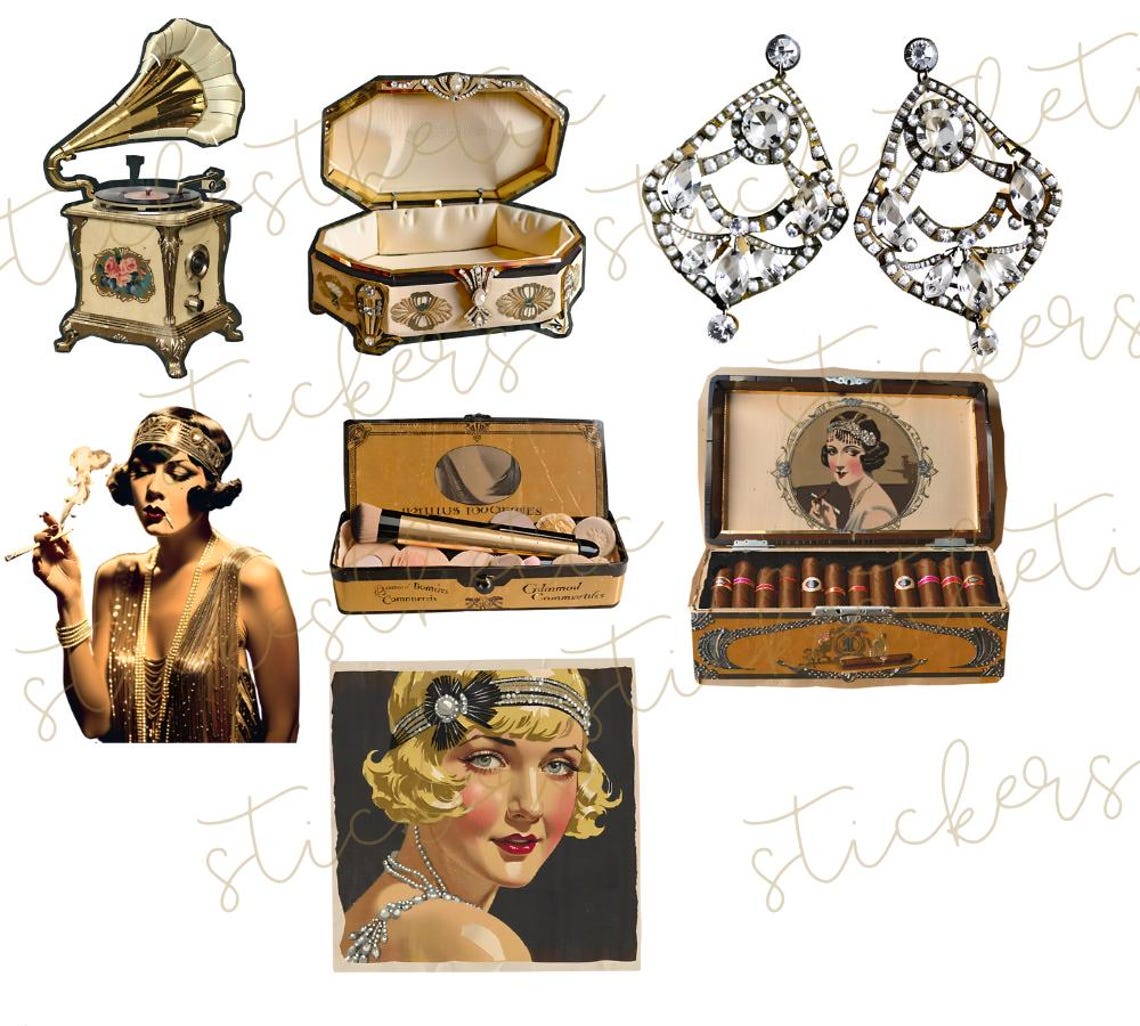 1920s Glam Clipart Bundle, 1920s Party Clip Art, 20s PNG Images ...