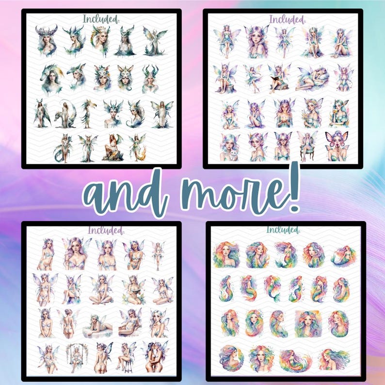 Mystic Queen Clipart Bundle | Fantasy Fairies & Mermaids PNG | Mythical ...