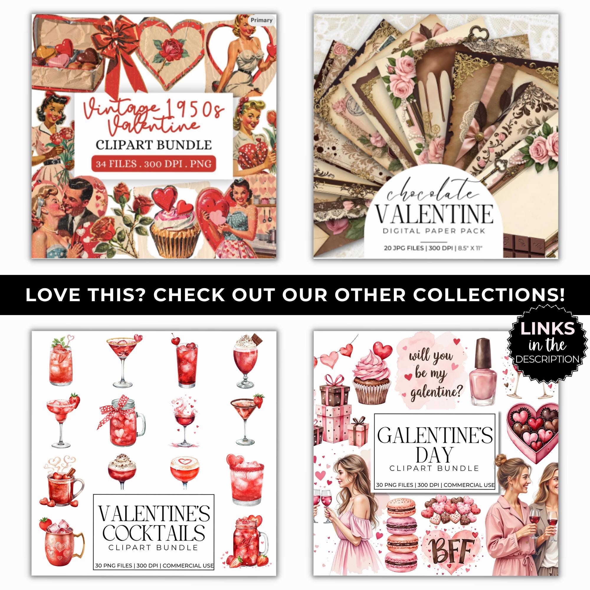 Galentine’s Day Word Art Clipart Bundle – Watercolor Female Friendship ...