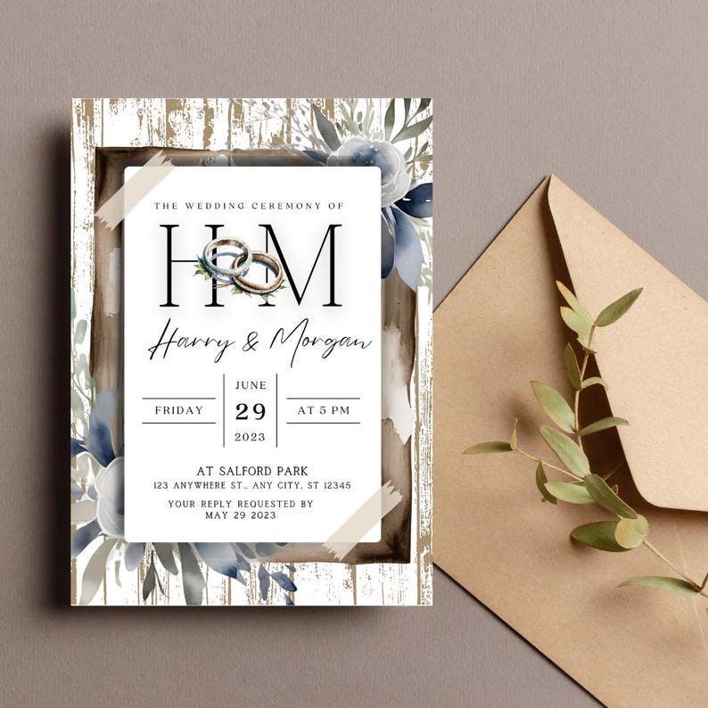 Editable Farmhouse Wedding Invitation Template, Printable Wedding ...