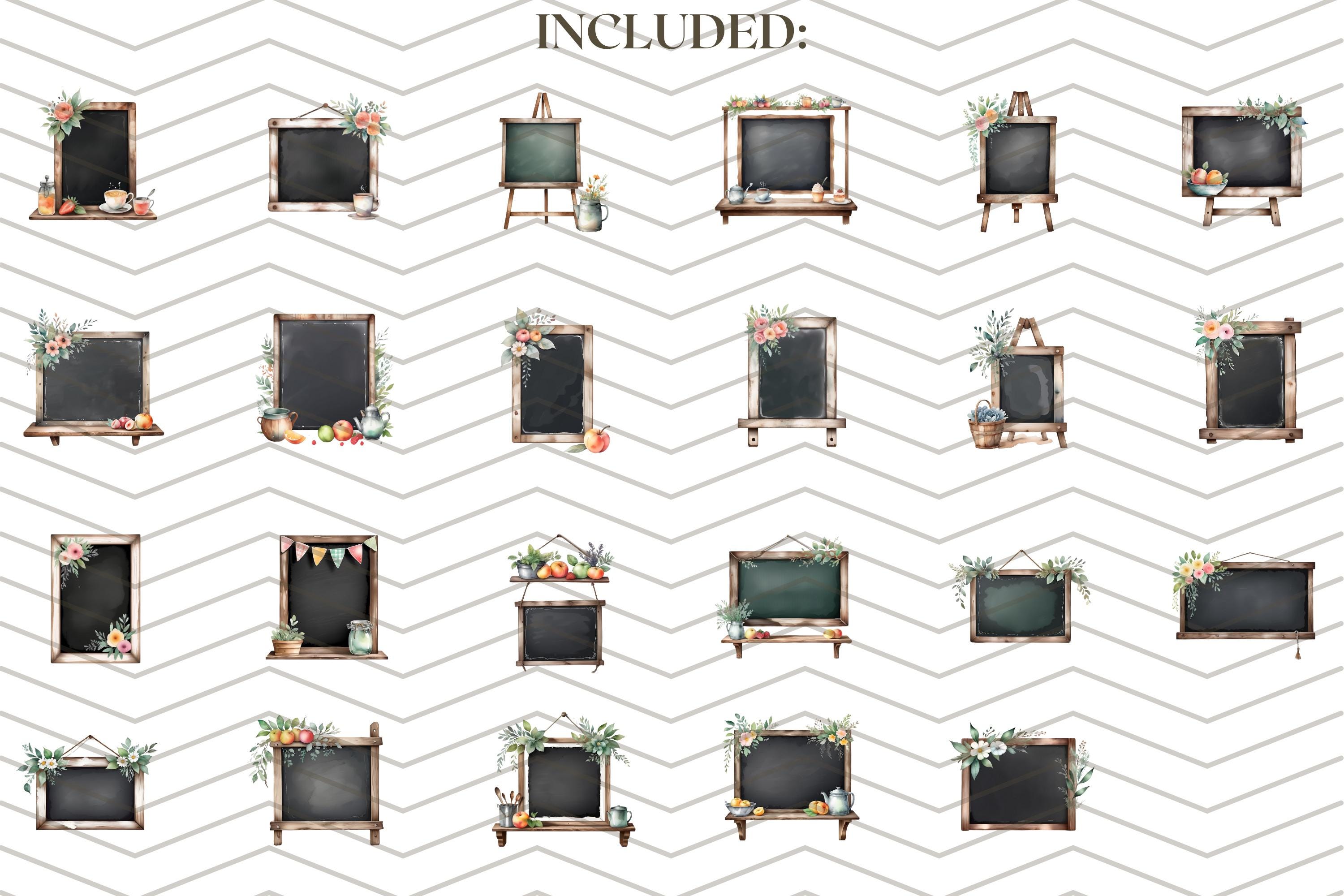 Farmhouse Chalkboard Clipart Bundle – Rustic Empty Chalkboards With ...