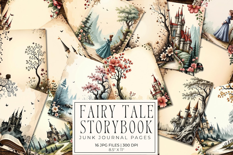 Fairy Tale Storybook Junk Journal Pages | Vintage Romance Digital Paper ...
