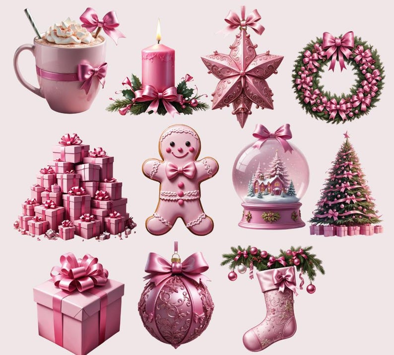 Pretty Pink Christmas Clipart, Pink Christmas Winter Clip Art ...