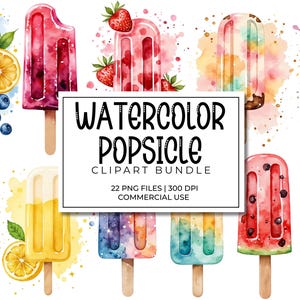 Watercolor Popsicle Clipart Bundle | Colorful Summer Ice Cream Pngs ...