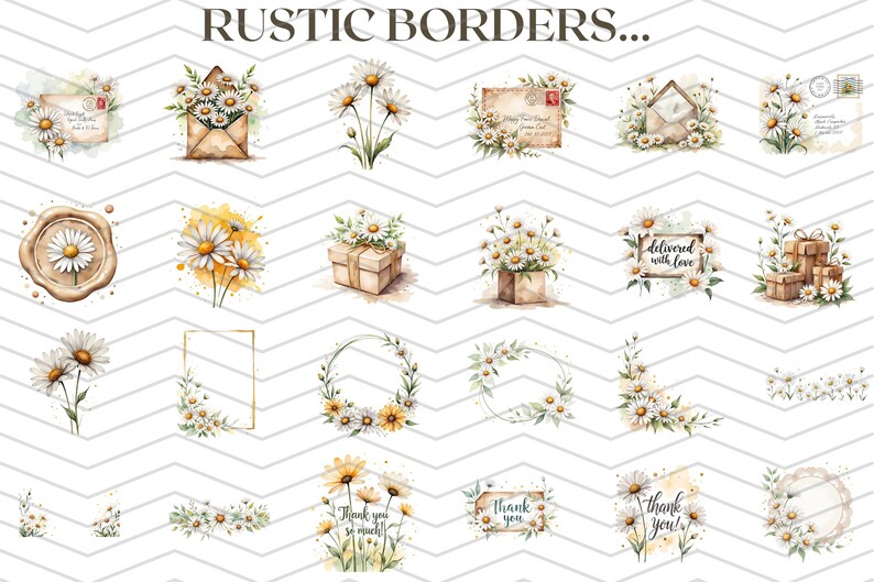 Daisy Mail Clipart Bundle | Floral Happy Mail Pngs, Envelopes ...