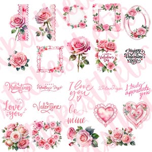 Pink Rose Valentine Kit, Printable Valentines, Floral Make Your Own ...