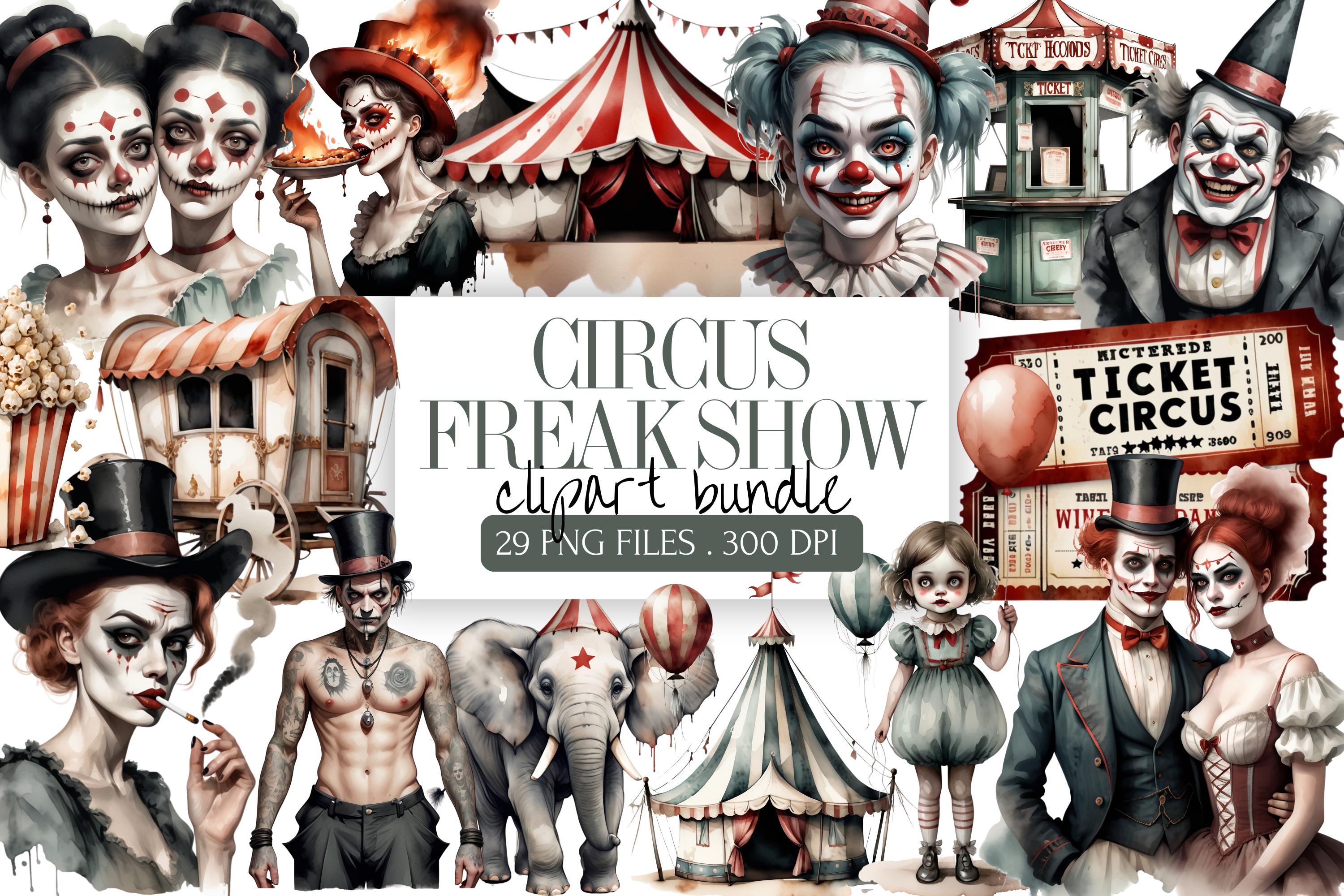 Circus Freak Show Clipart Bundle | Vintage Circus Oddities Pngs ...