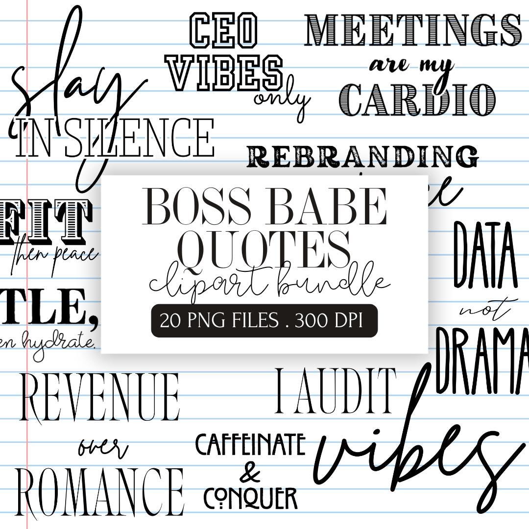 Boss Babe Quotes Clipart Bundle | Short Sassy Text Graphics for ...