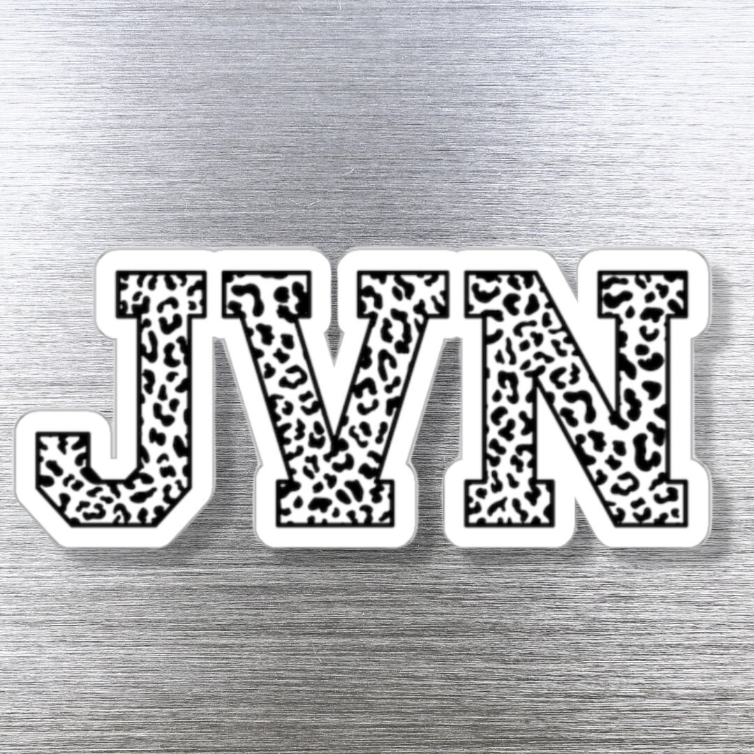 Custom Cheetah Print Initials Sticker, Personalized Name Sticker ...