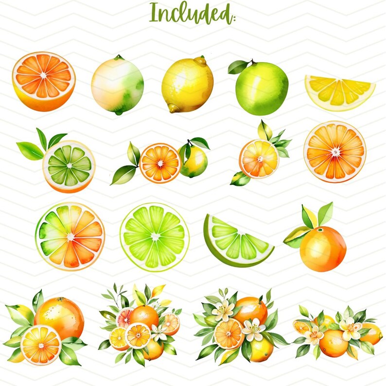 Summer Citrus Clipart Bundle, Lemons, Limes and Oranges Clip Art ...