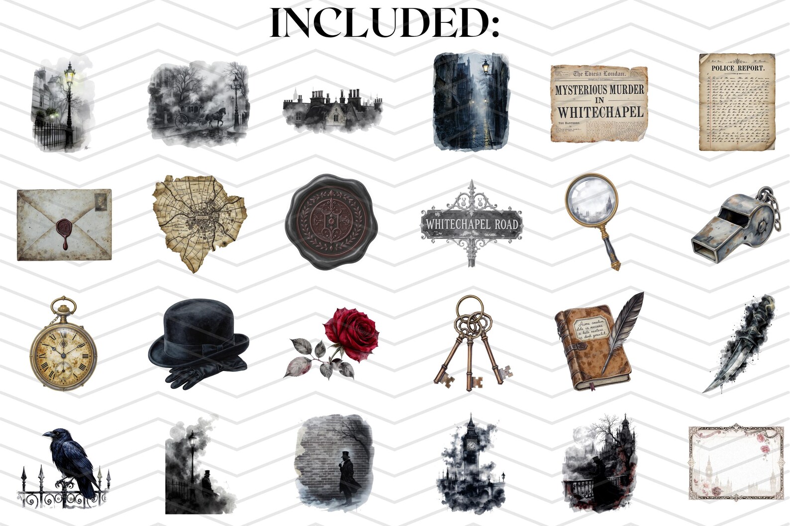 Jack the Ripper Clipart Bundle | True Crime, Gothic Victorian London ...