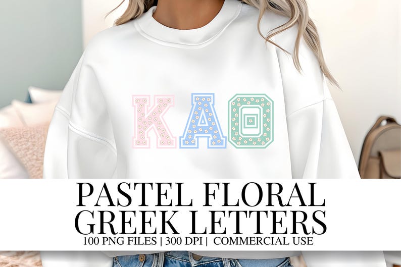 Pastel Floral Greek Letters PNG Bundle – 100 Sublimation Files – Greek ...