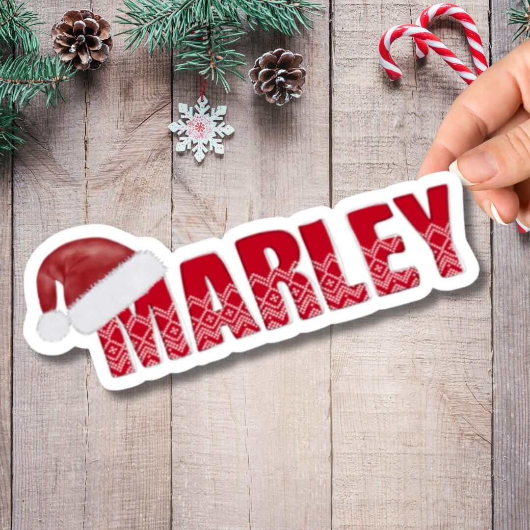 Personalized Christmas Name Sticker, Custom Christmas Sticker, Kids ...