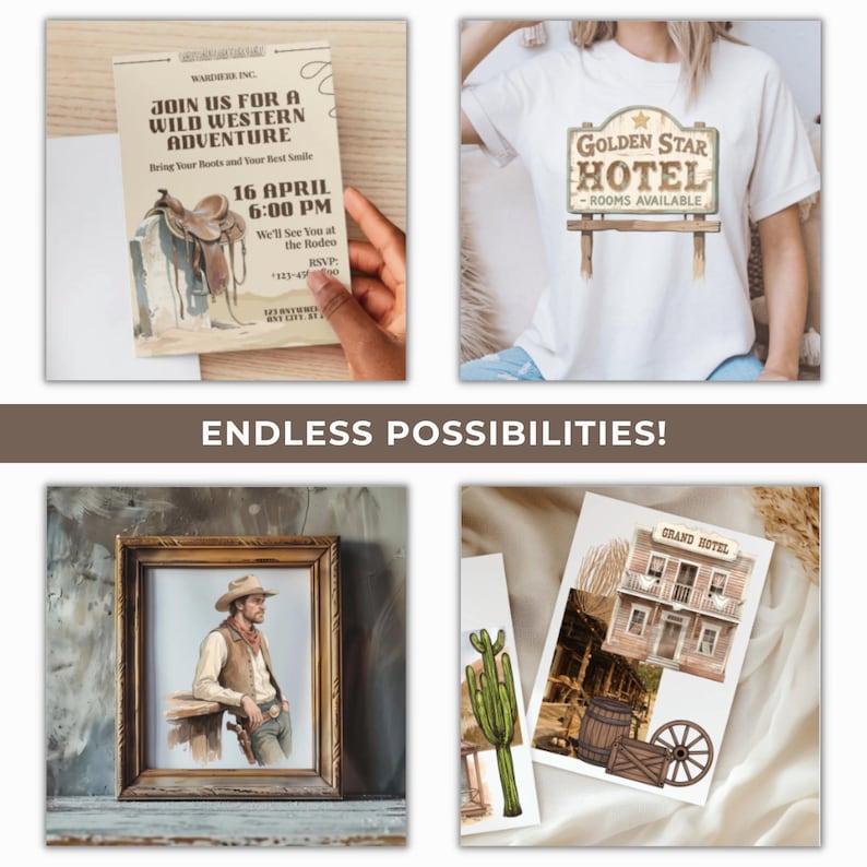 Western Ghost Town Clipart Bundle PNG, Watercolor Old West Collection ...