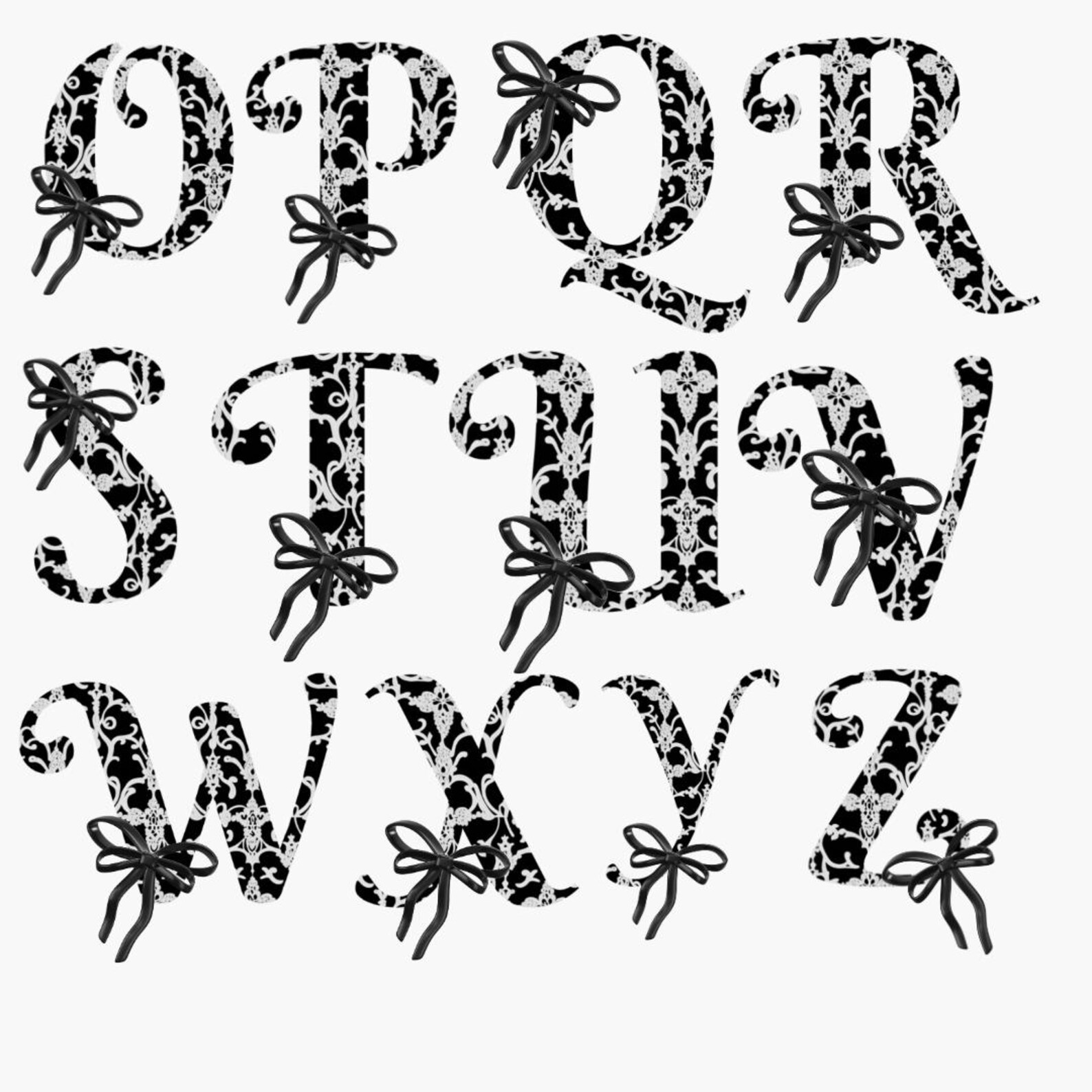 Gothic Lace Letters Clipart Bundle, English Alphabet and Numbers ...